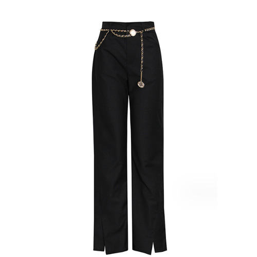 Custom Split chain belt straight pants female-custom pants-Low MOQ ...