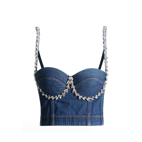 Custom Sexy bust sensation diamond tank top women-custom denim shorts ...